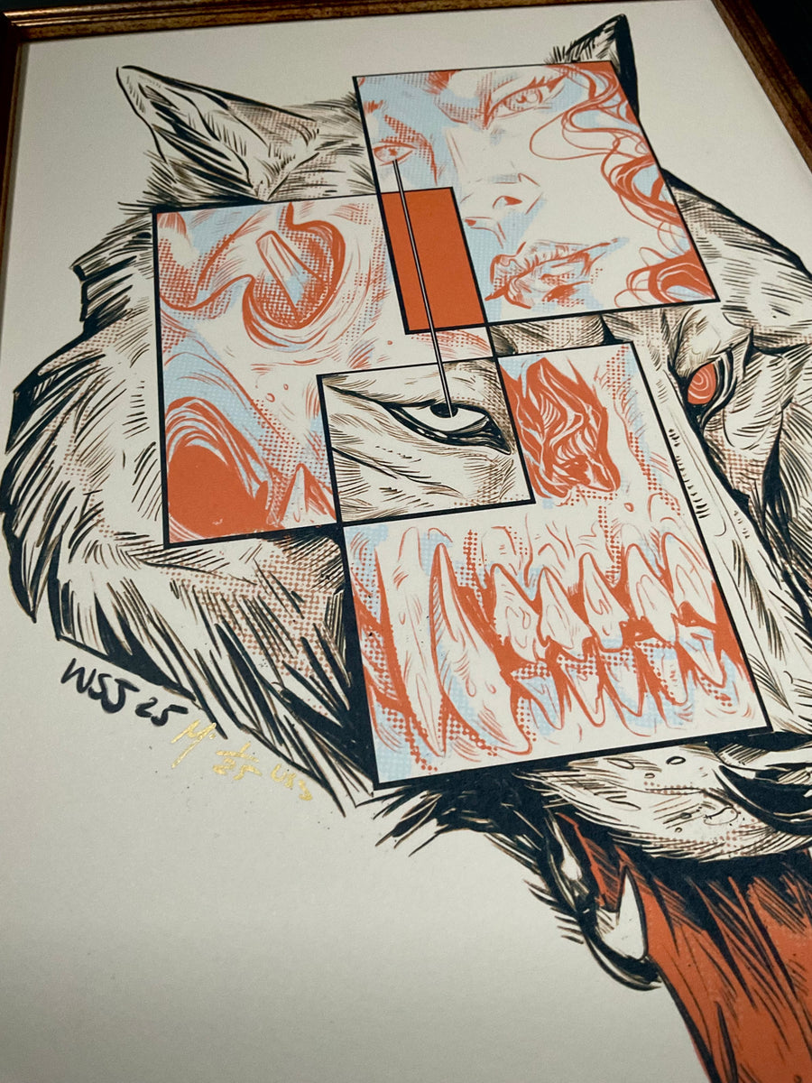 A4 Wolf Aligned signed print – WolfSkullJack Art